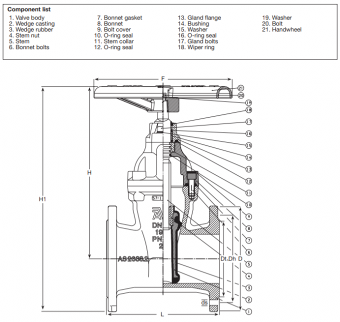 AS2129 Table D 10" Ductile Iron Gate Valve , Resilient Seated Gate Valve