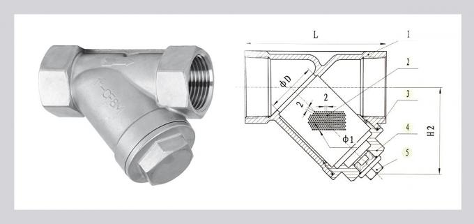 Stainless Steel Y Strainer A351 Gr.CF8M 1" PN10 FNPT Threaded